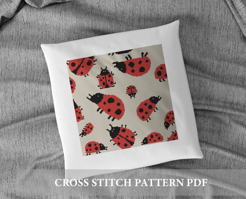 Ladybug Cross Stitch Insect Embroidery Pattern Modern Cross | Etsy