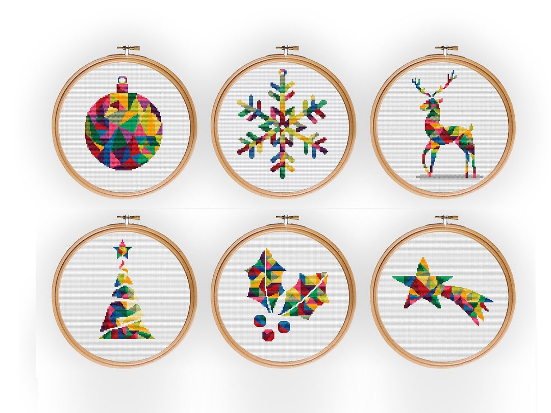 Geometric Christmas Cross Stitch Pattern Set (PDF Pattern) - Etsy