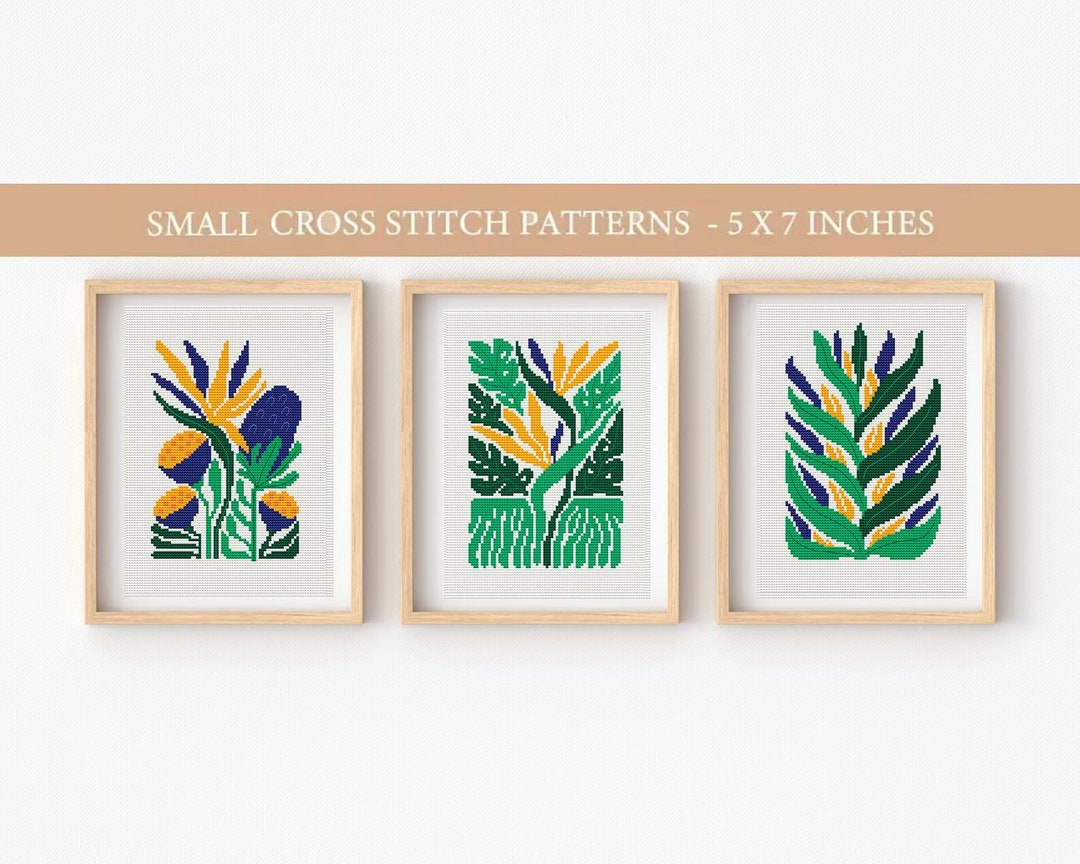 Modern Flowers Cross Stitch Patterns, Abstract Cross Stitch, Plant ...