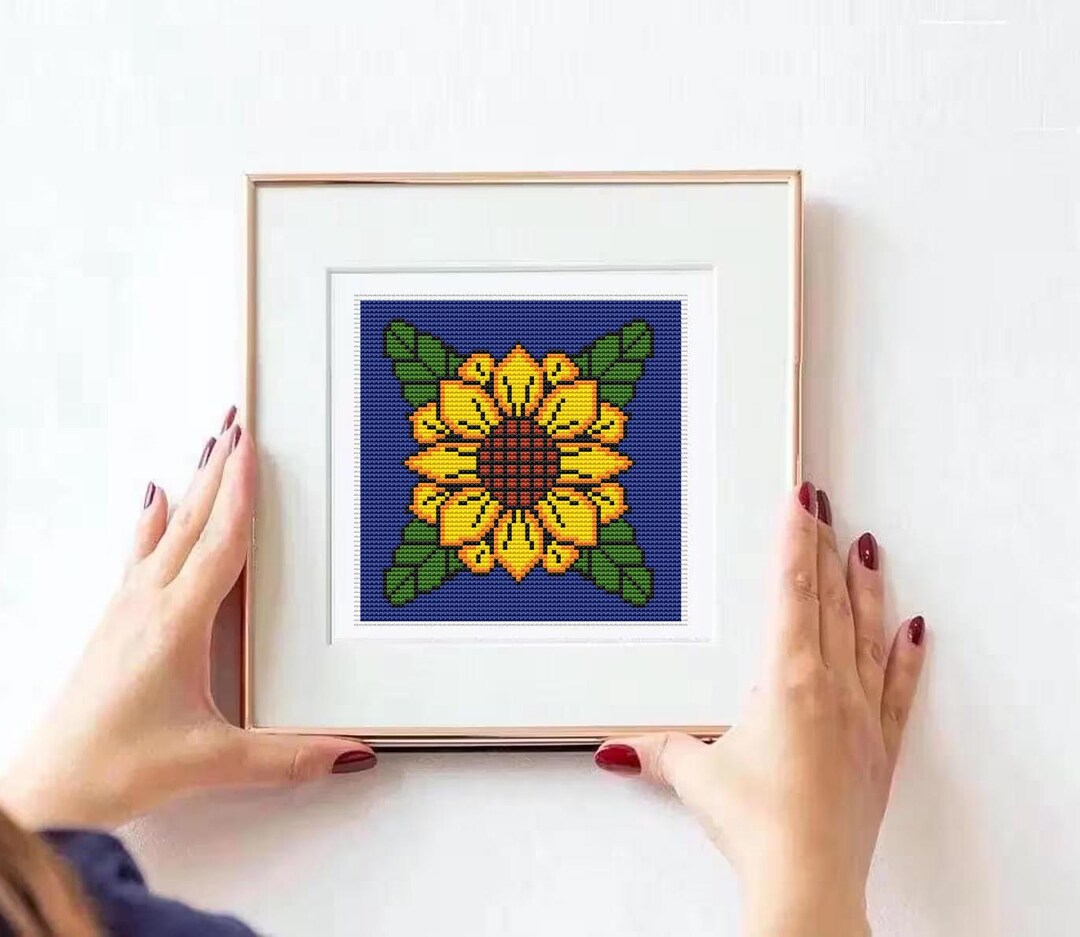 Mexican Sunflower Cross Stitch Pattern: Mosaic Folk Art (PDF Pattern ...
