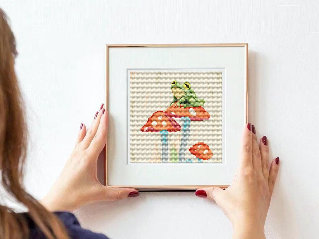 Whimsical Frog Cross Stitch Pattern, Mushroom Xstitch, Needlepoint ...