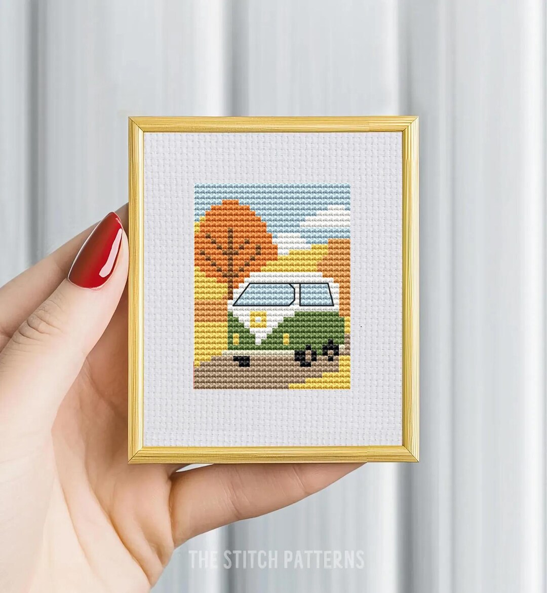Retro Camper Cross Stitch Pattern: Mini Travel Landscape (PDF Pattern ...
