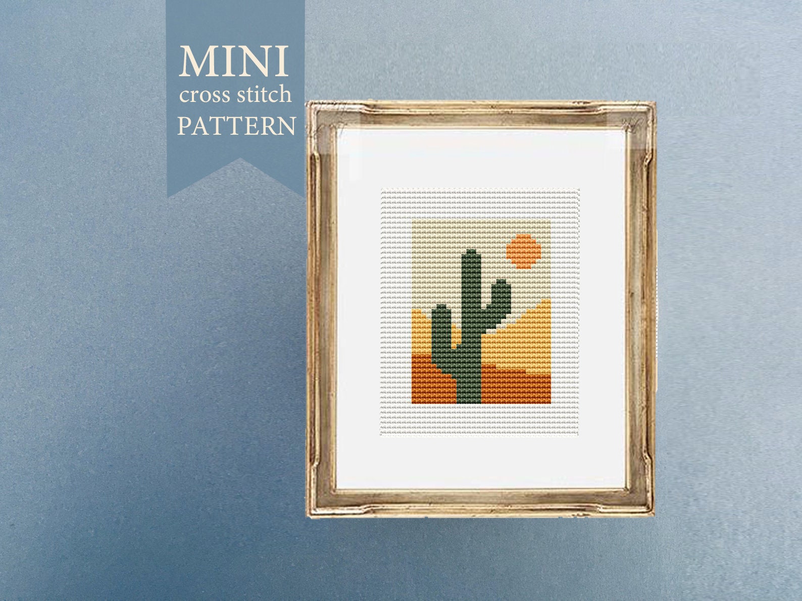 Tiny Desert Cross Stitch Pattern, Miniature Cross Stitch, Modern Cross ...