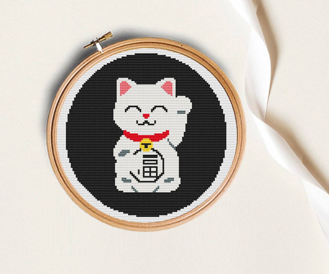 Japan Cat Cross Stitch Pattern, Asian Cross Stitch, Animal Modern Cross ...