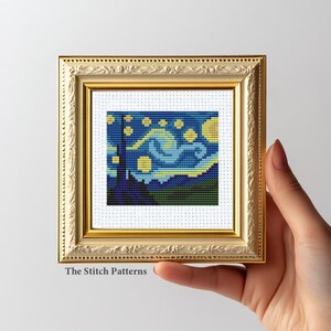 The Starry Night Mini Cross Stitch Pattern PDF, Small Mini Art ...