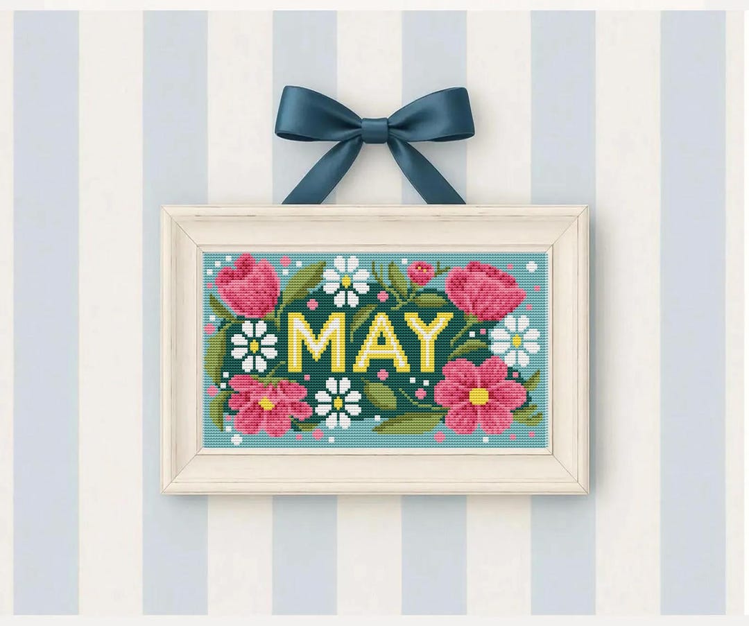 May Cross Stitch Pattern, Monthly Sampler, Calendar Counted Chart, PDF ...