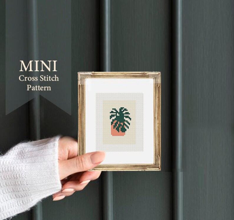 MINI Monstera Cross Stitch Pattern PDF - Monstera Embroidery - Instant ...