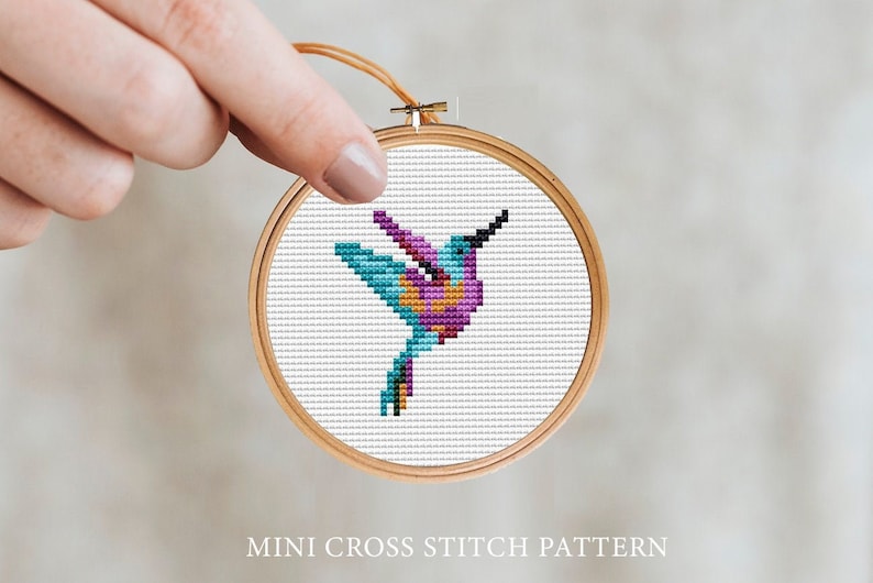 Hummingbird Small Cross Stitch Pattern Hummingbird Mini - Etsy