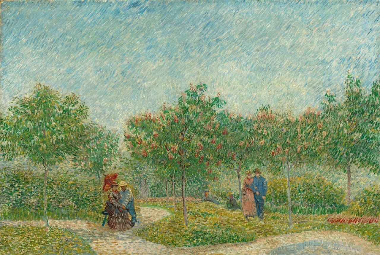 Van Gogh Cross Stitch Pattern: Garden With Courting Couples (PDF) Mini ...