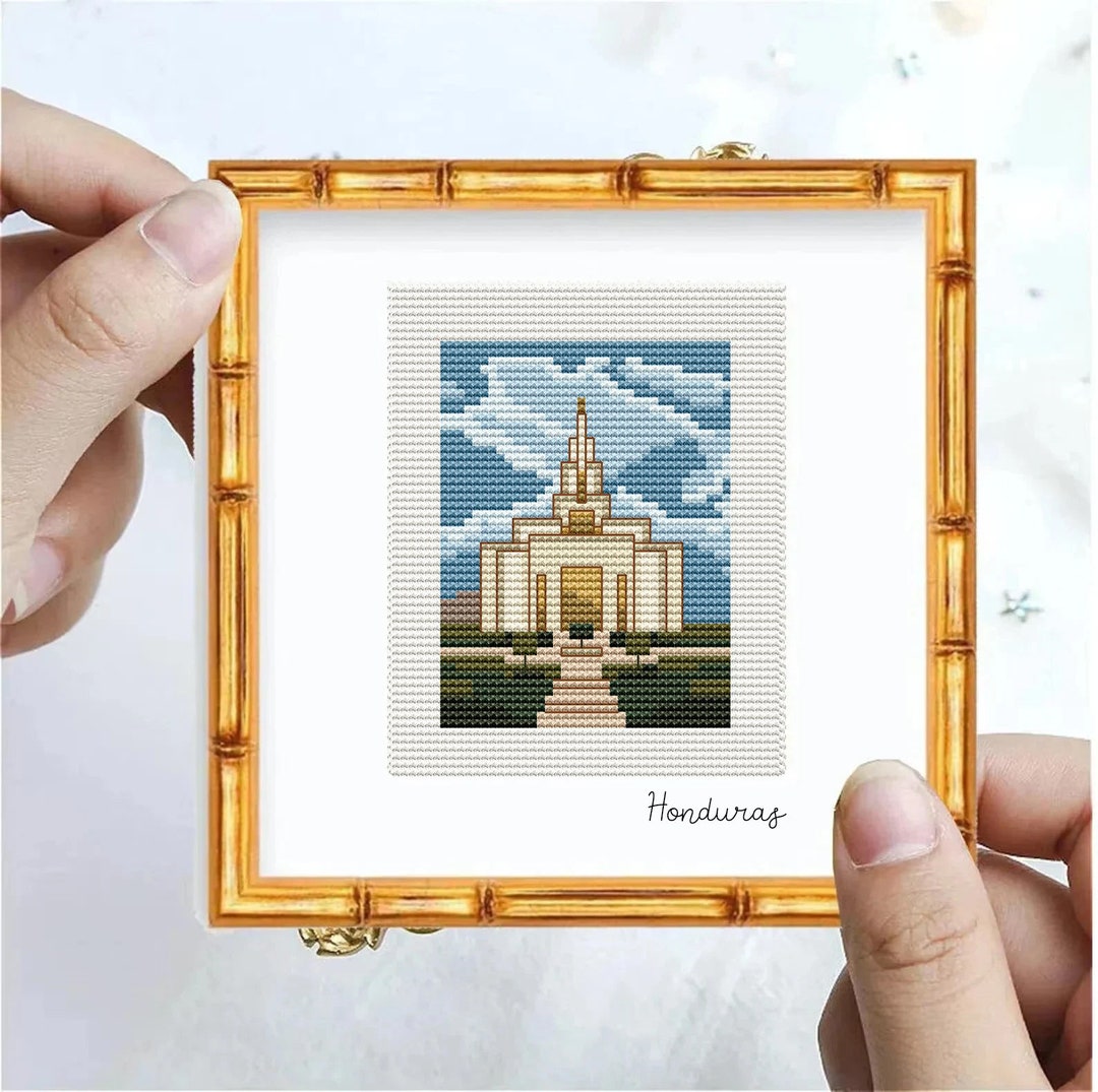 Honduras Cross Stitch Pattern, Mini Cross Stitch, Temple Sunset ...