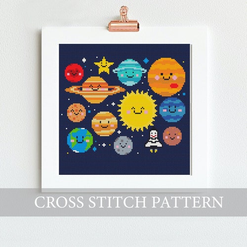 Galaxy Cross Stitch Pattern PDF Turtle Solar System Planets - Etsy