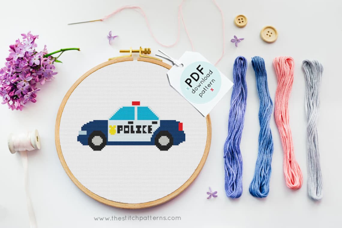 Police Cross Stitch Pattern Boys Cross Stitch Chart Modern | Etsy