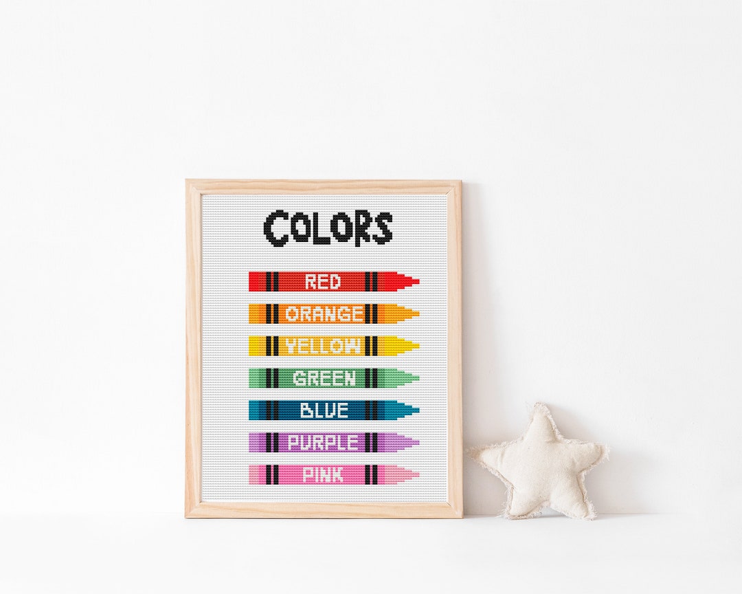 Colors Cross Stitch Pattern, PDF Digital Download Embroidery Design ...