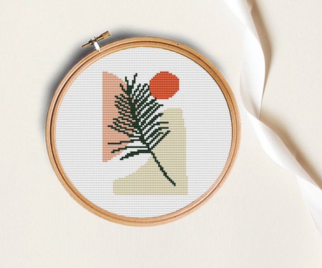 Botanical Cross Stitch Pattern, Sun, Modern Cross Stitch PDF, Abstract ...