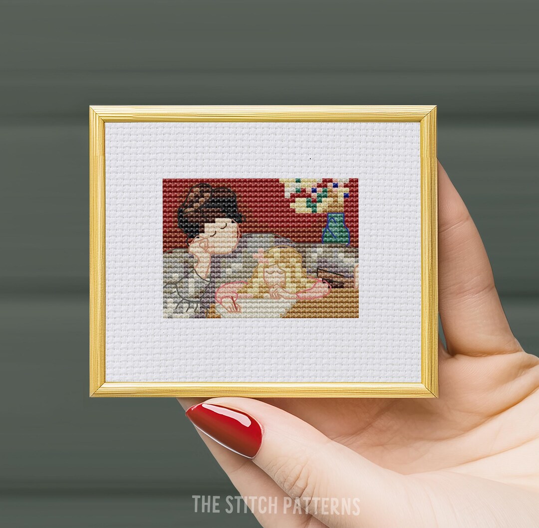 Mini writing Lesson Painting Renoir, Famous Painting Cross Stitch, Mini ...