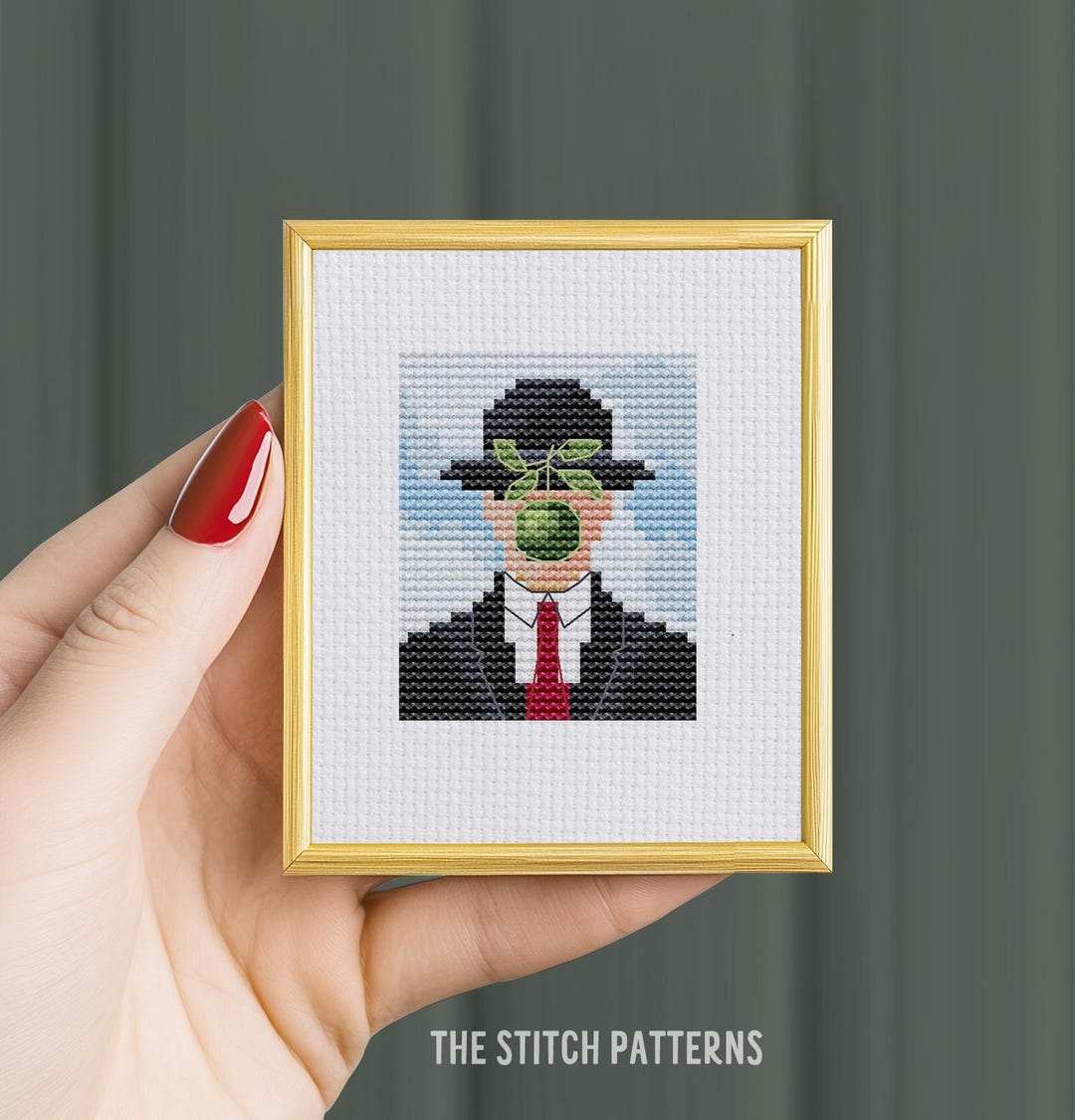Mini "the Son of Man", Cross Stitch Patterns, René Magritté, Mini Cross ...