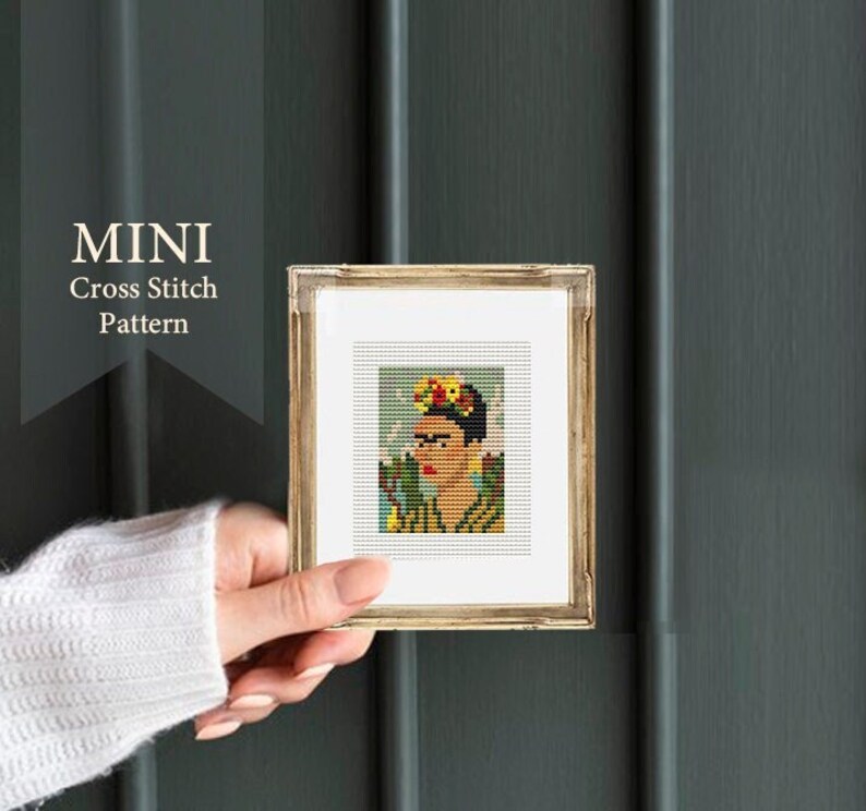 Frida Kahlo Mini Cross Stitch Miniature People Modern Cross - Etsy