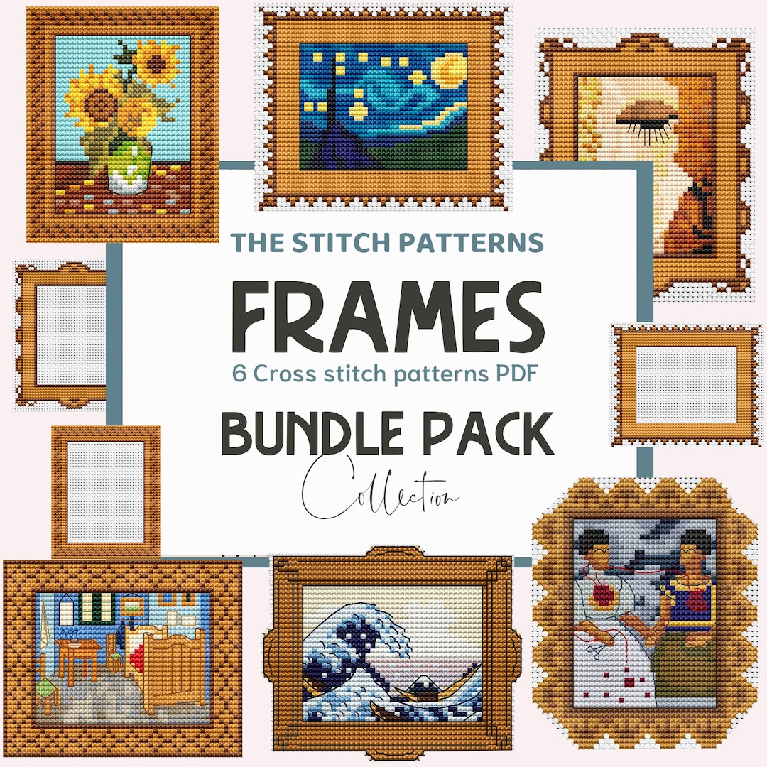 FRAMES CROSS STITCH Patterns, Super Pack, 6 Mini Frames for Mini ...