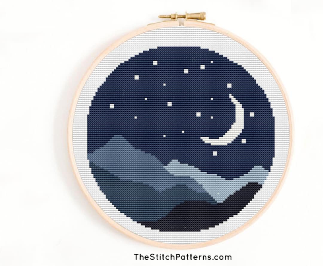Moon Cross Stitch Pattern PDF, Space Cross Stitch Pattern, Printable ...