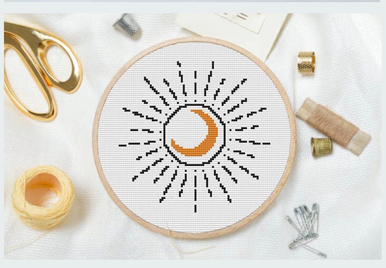 Modern Cross Stitch Pattern PDF, Moon Phase Cross Stitch, Celestial ...