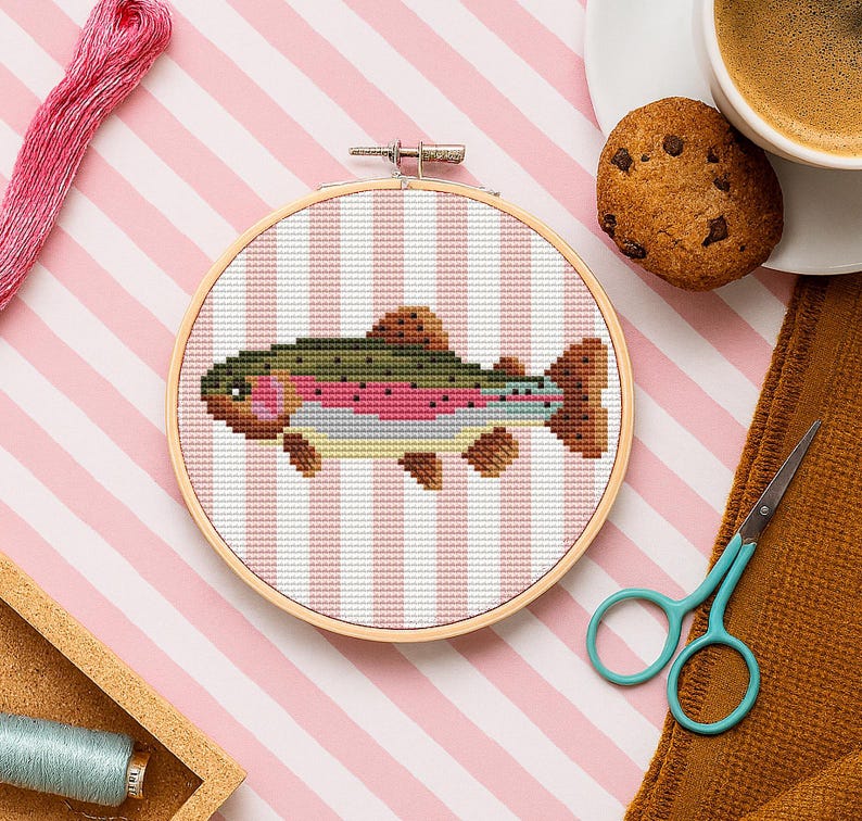 Coastal Fish Cross Stitch Pattern: Nautical Stripes (digital Download ...