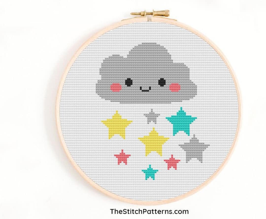 Kids Cross Stitch Pattern - Cloud Cross Stitch - Cute Cross Stitch ...