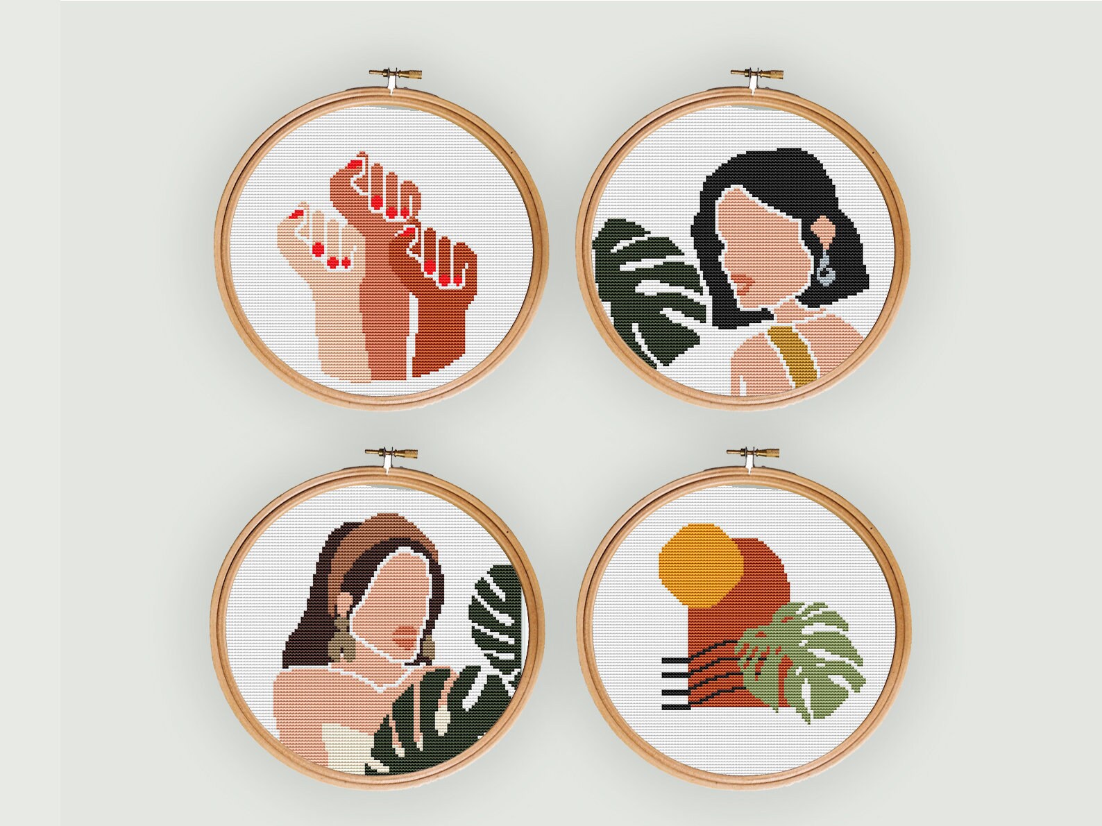Set of 4 Modern Cross Stitch Pattern Woman Shape Counted - Etsy Canada