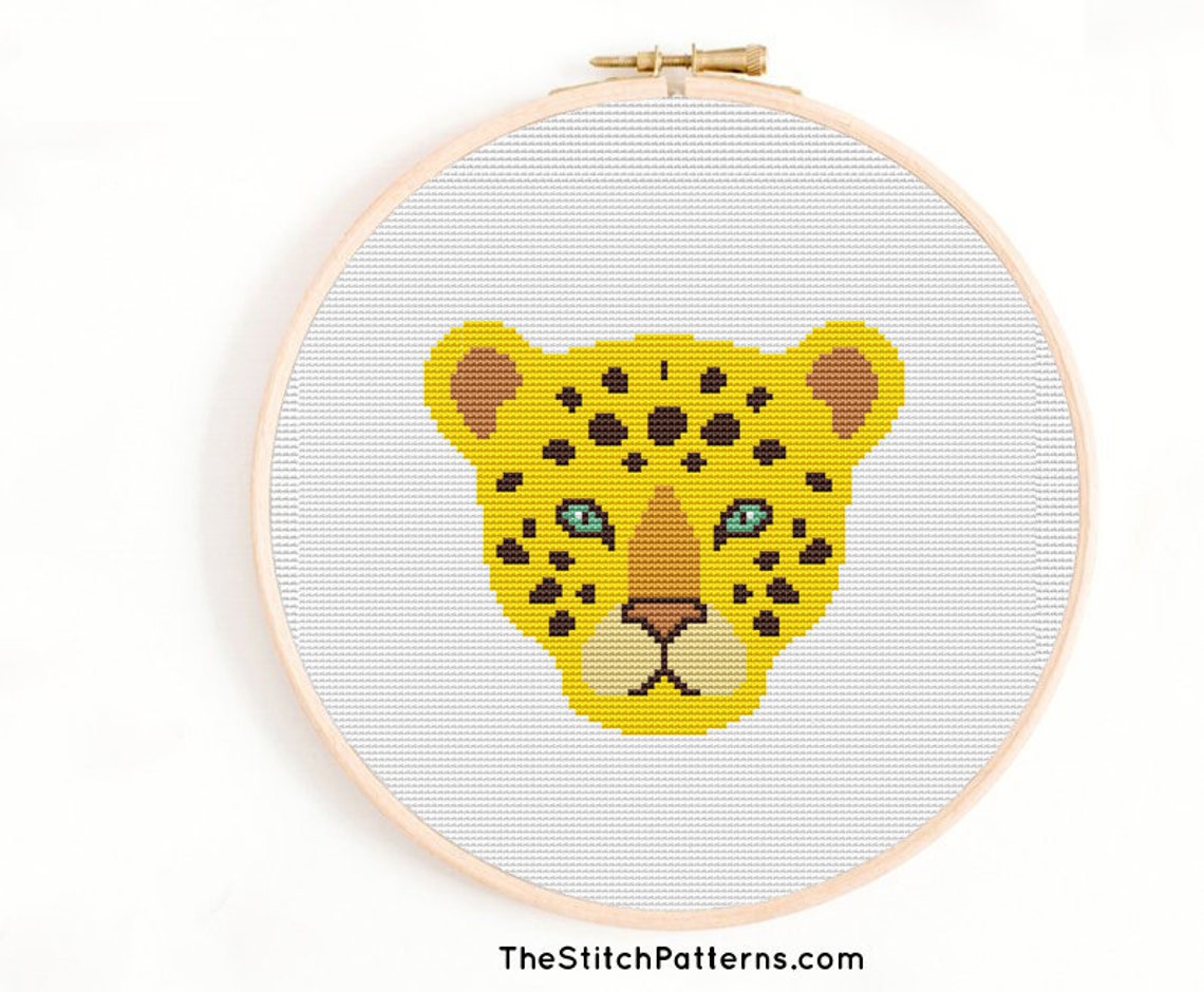 Leopard Cross Stitch Pattern PDF Modern Embroidery Design | Etsy