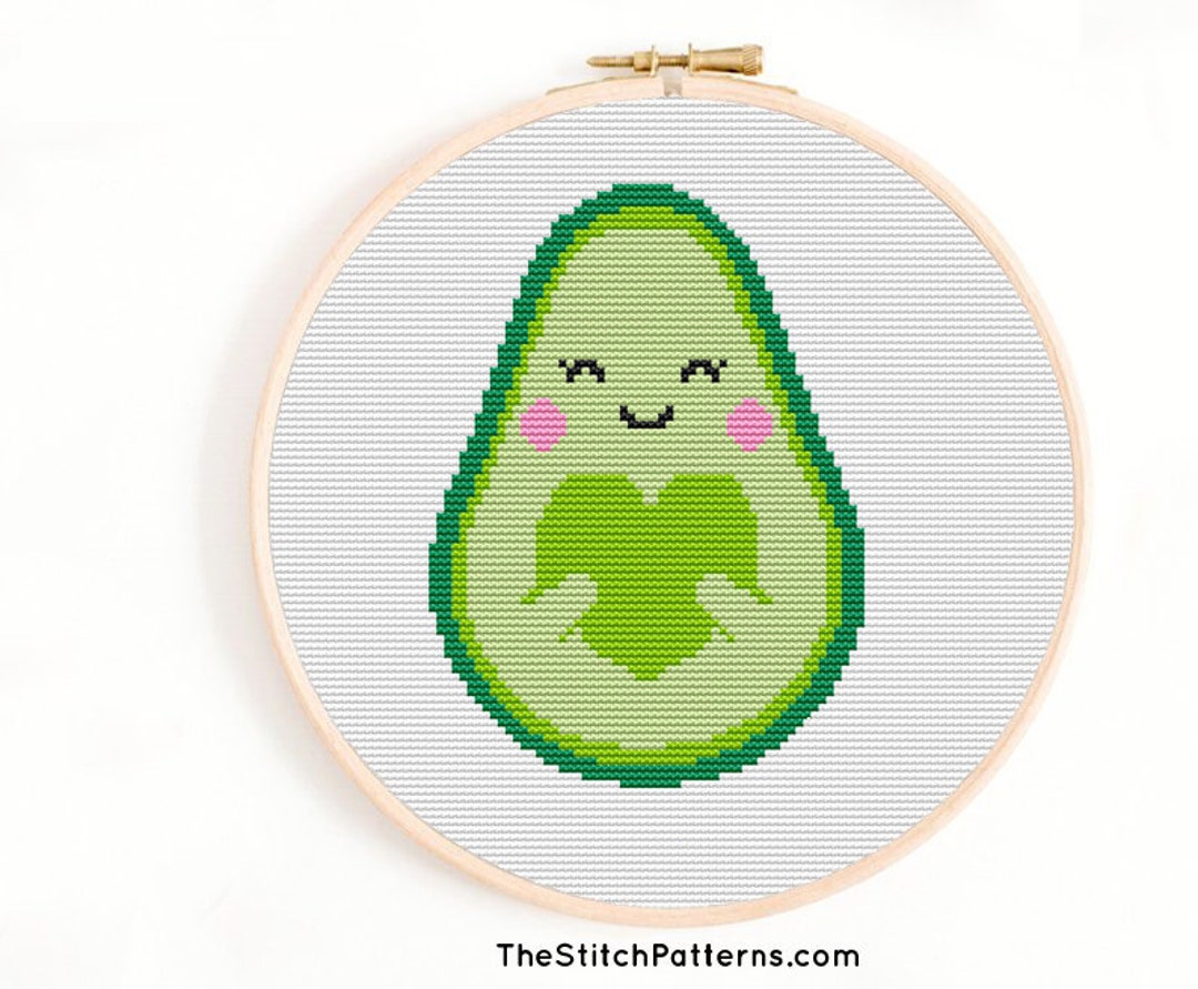 Avocado Cross Stitch Pattern Easy Modern Cross Stitch Chart Valentines ...