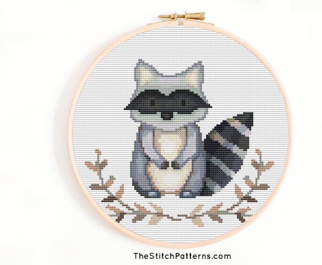 Raccoon Cross Stitch Pattern PDF, Raccoon Cross Stitch, Modern ...