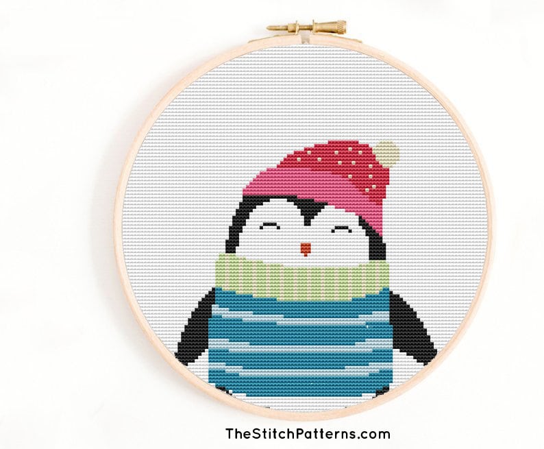 Penguin Cross Stitch Patternholiday Cross Stitch - Etsy