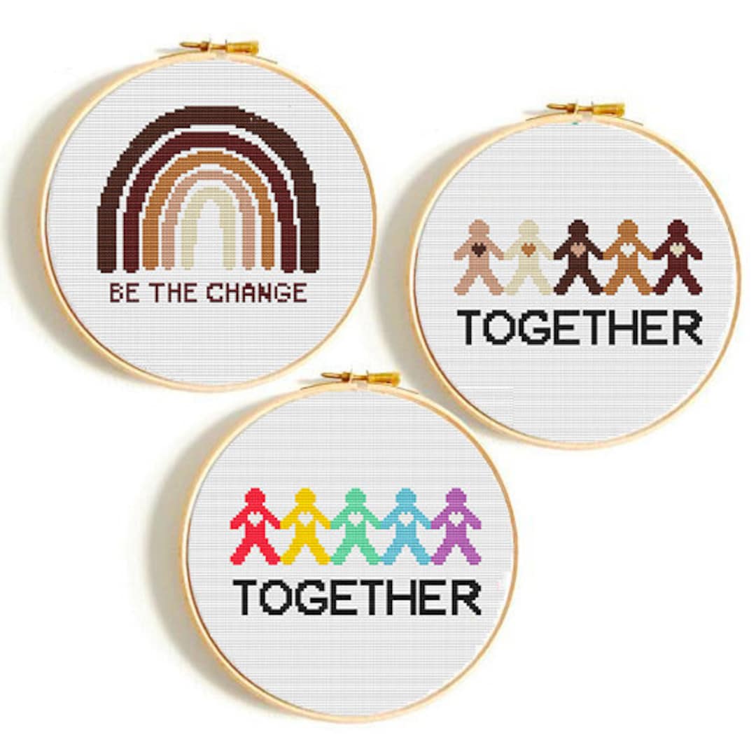Set of 3 Social Justice Embroidery Pattern,modern Counted Cross Stitch ...