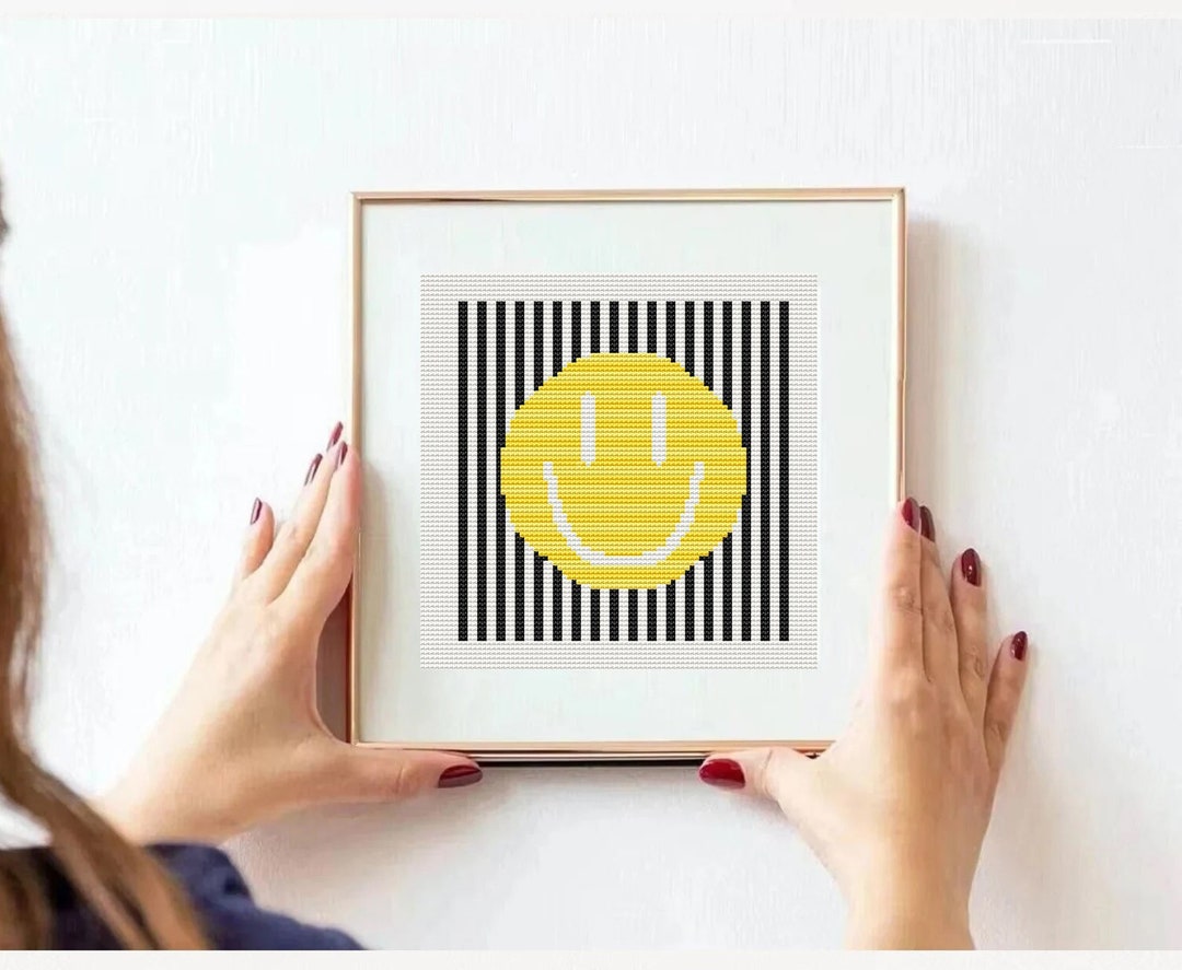 Smiley Face Cross Stitch Pattern: Easy Beginner Needlepoint (PDF ...