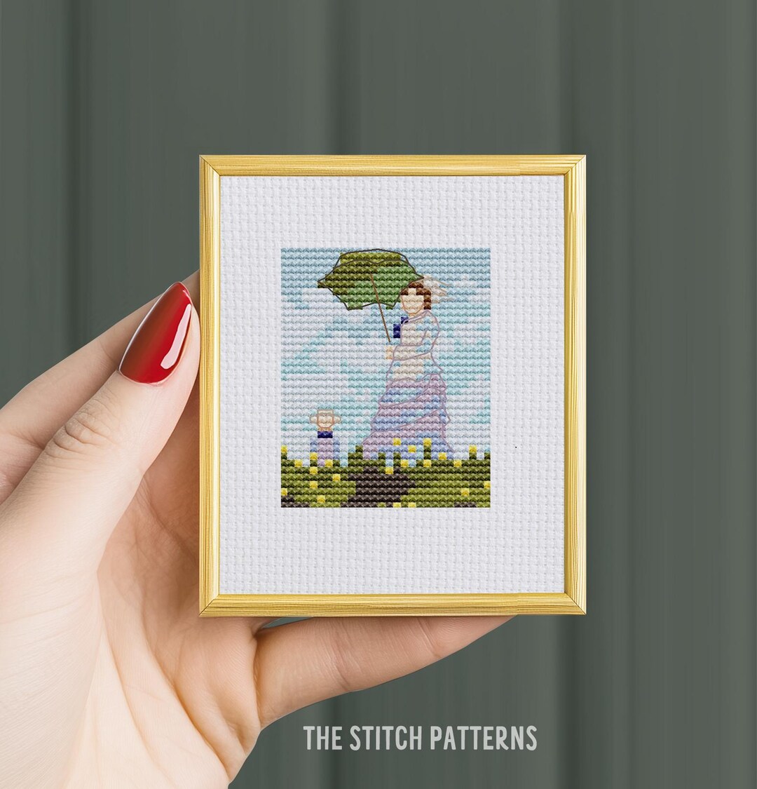 Woman With a Parasol, Monet, Cross Stitch Art Pattern, Small Cross ...