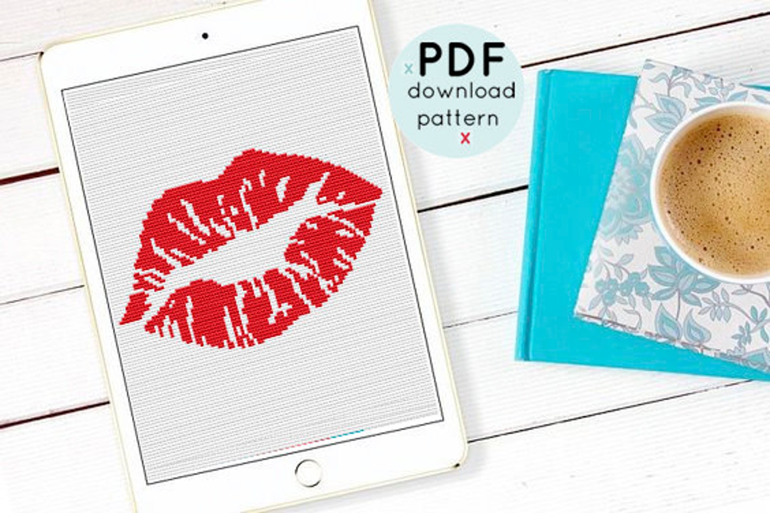 Lips Cross Stitch Pattern Embroidery Lips Modern Cross | Etsy