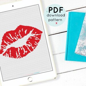 Lips Cross Stitch Pattern, Embroidery Lips, Modern Cross Stitch ...