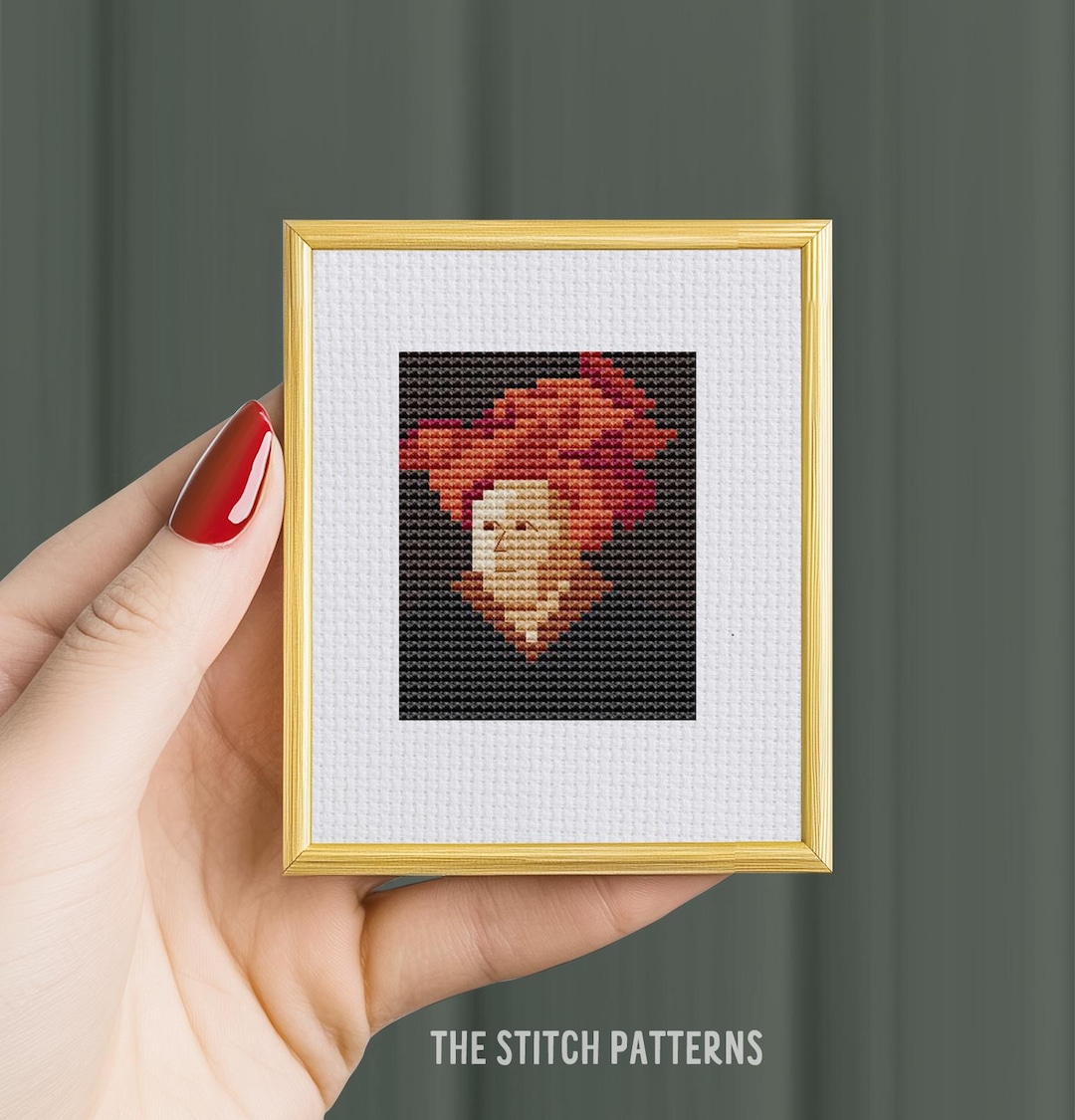 Mini Cross Stitch Art, Portrait of a Man, Jan Van Eyck, Cross Stitch ...