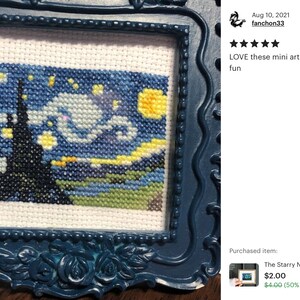 The Starry Night Mini Cross Stitch Pattern PDF, Small Mini Art ...