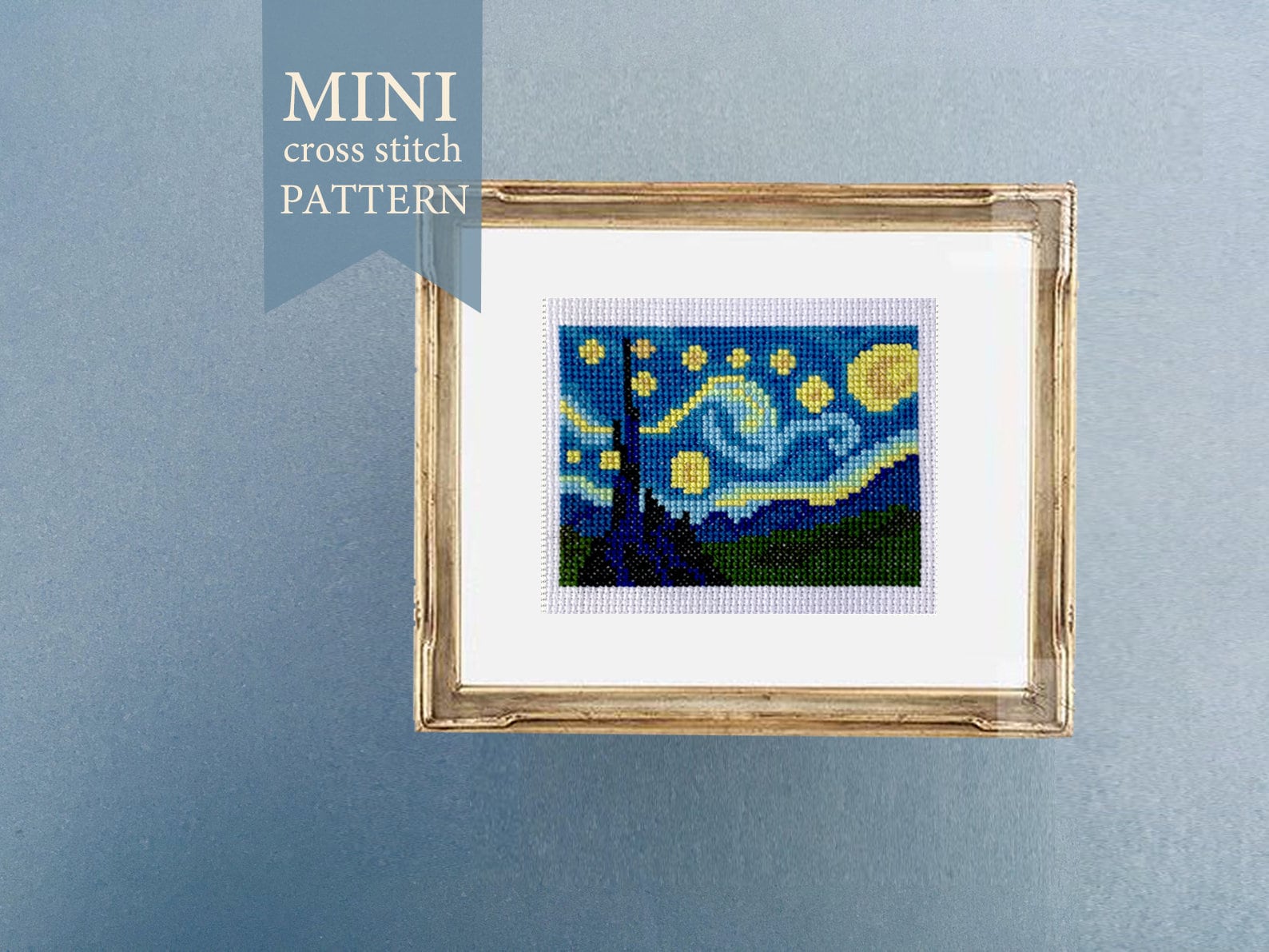 The Starry Night Mini Cross Stitch Pattern PDF Small Mini | Etsy UK