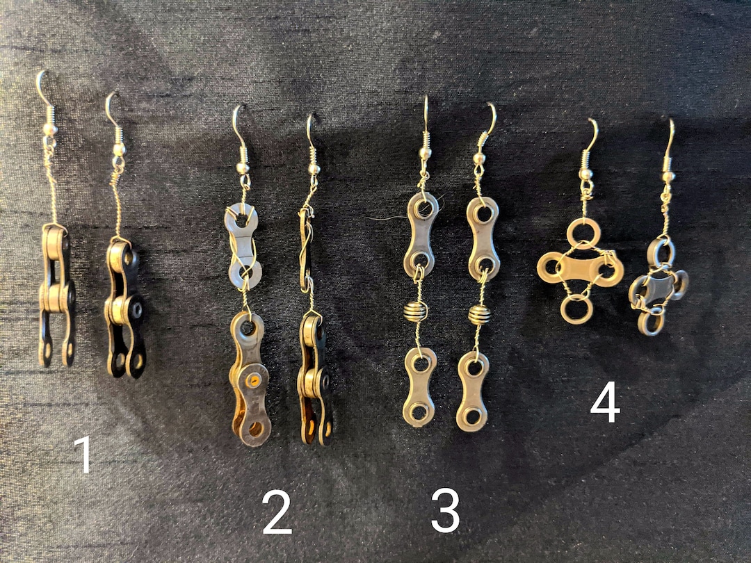 Repurposed Bike Chain Earrings - Etsy