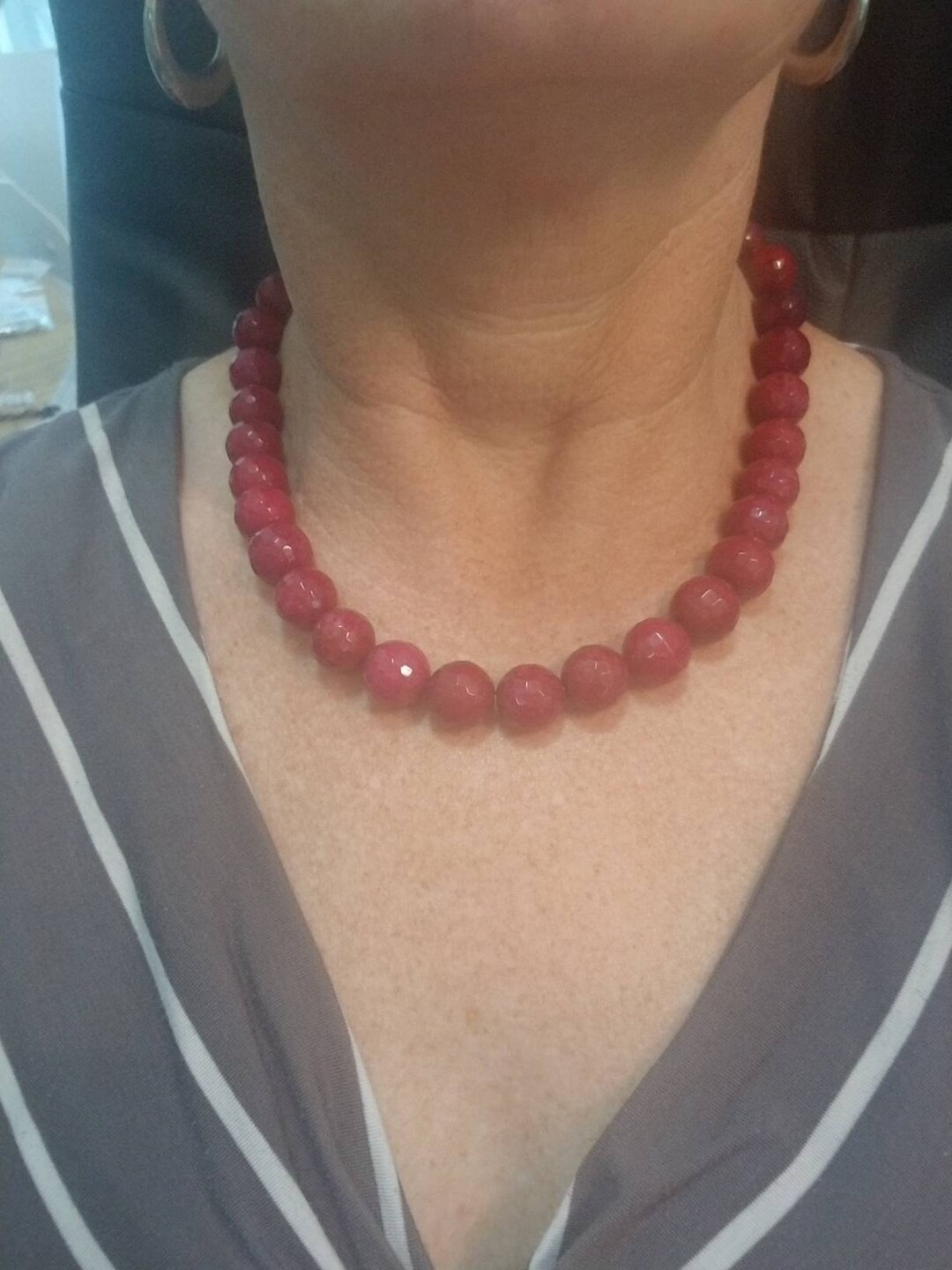 Large Ruby Beaded Necklace. - Etsy