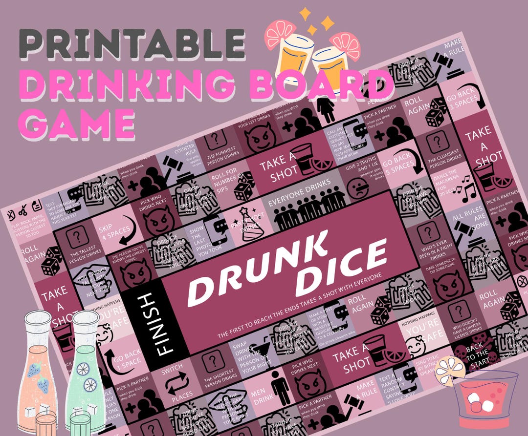 Drinking Board Game, Printable Drinking Board Game, Black Out Drinking ...
