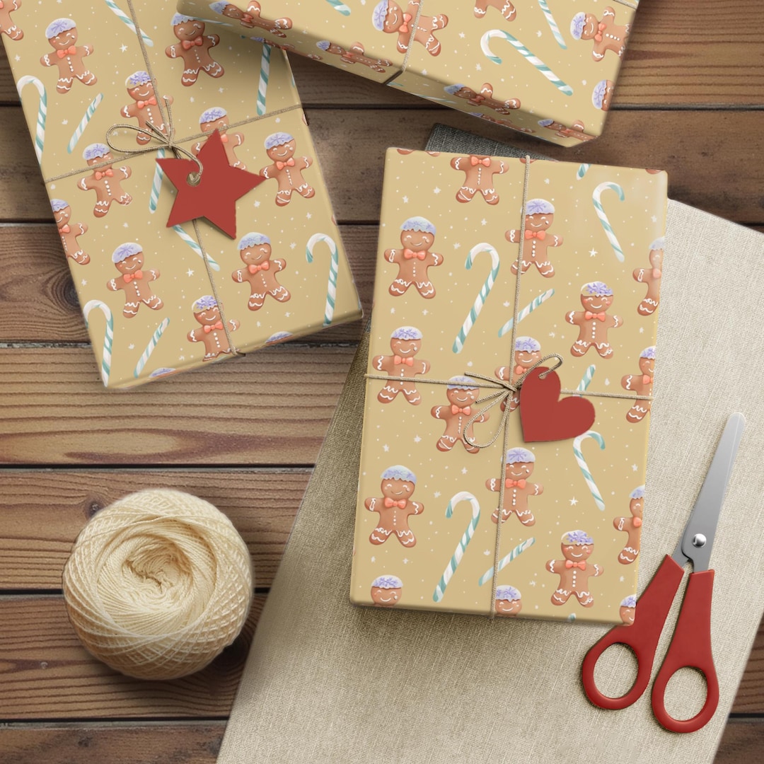 Cute Gingerbread Men Wrapping Paper, Festive Gingerbread Men Design ...