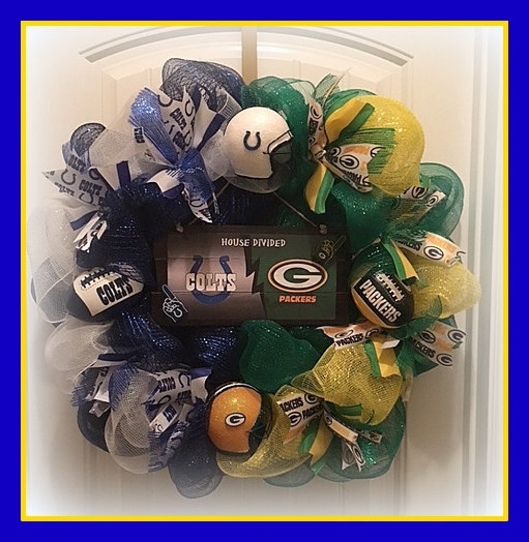 House Divided Wreath Packers/colts - Etsy