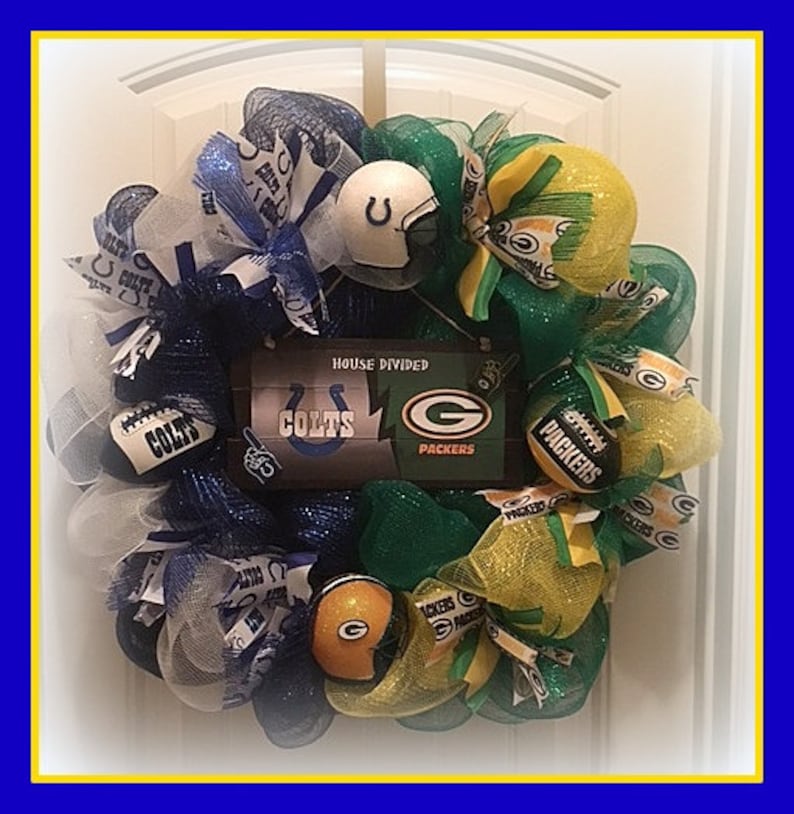 House Divided Wreath Packers/colts - Etsy