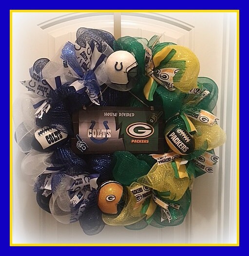 House Divided Wreath Packers/colts - Etsy