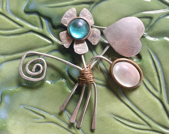 Silver brooch pin | Etsy