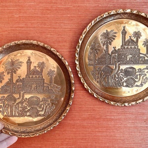 2 Embossed Copper Identical Wall Plates Israel Judaica Design Wall ...