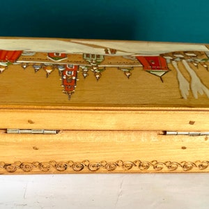 Vintage Russian Soviet Hinged Wooden Jewelry Trinket Box Hand Painted ...