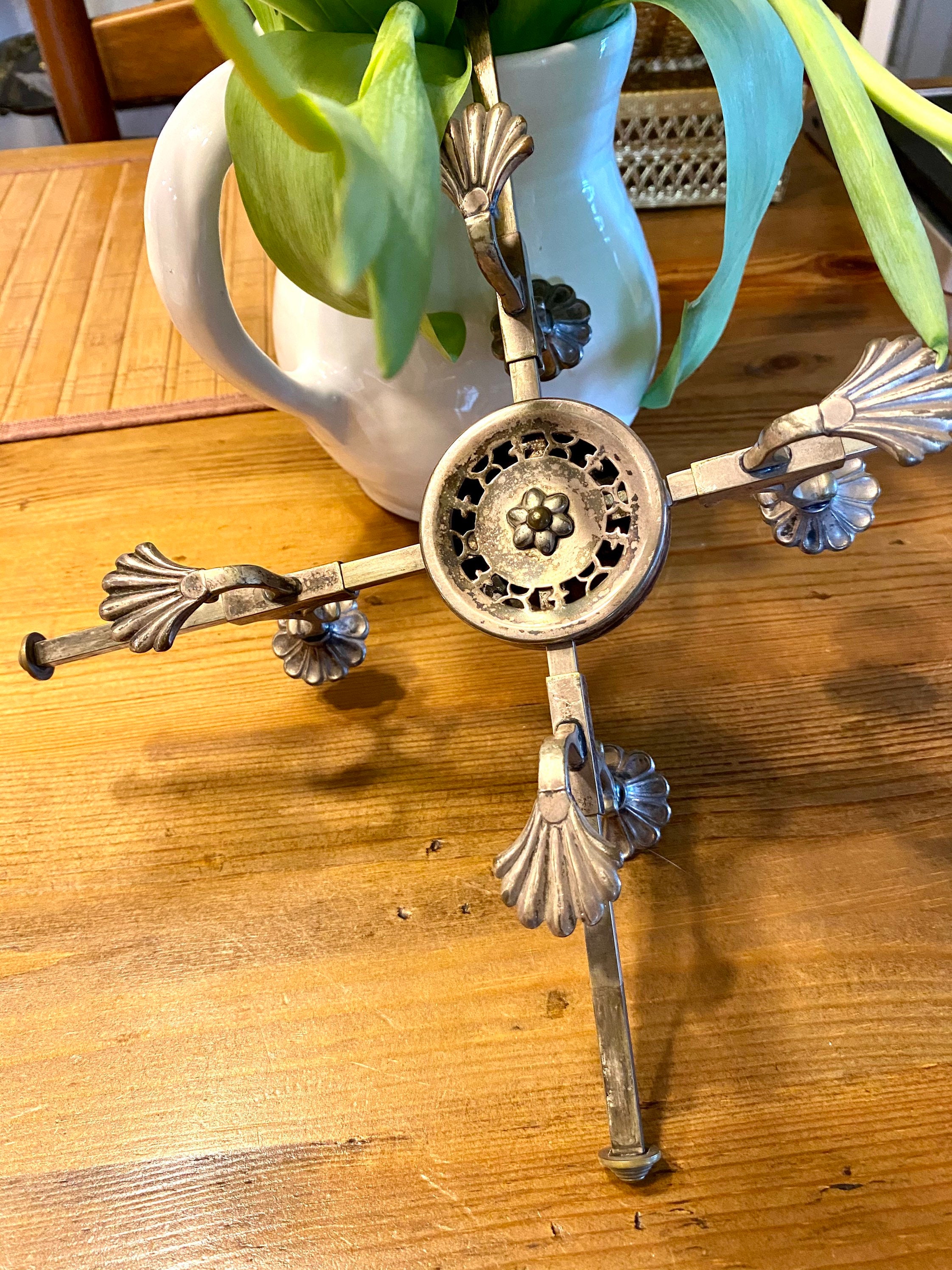 Antique Silver Plated Dish Cross Silver Trivet Adjustable - Etsy